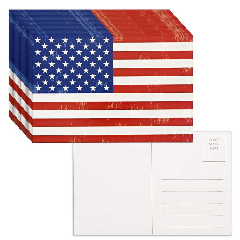 40 Pack USA American Flag Patriotic Postcards Bulk Set for All Occasion ...