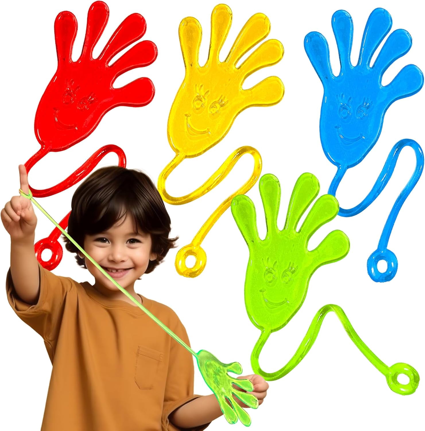 40 Pack Vibrant Sticky Hand Toys - Stretchy Party Favors for Birthdays ...