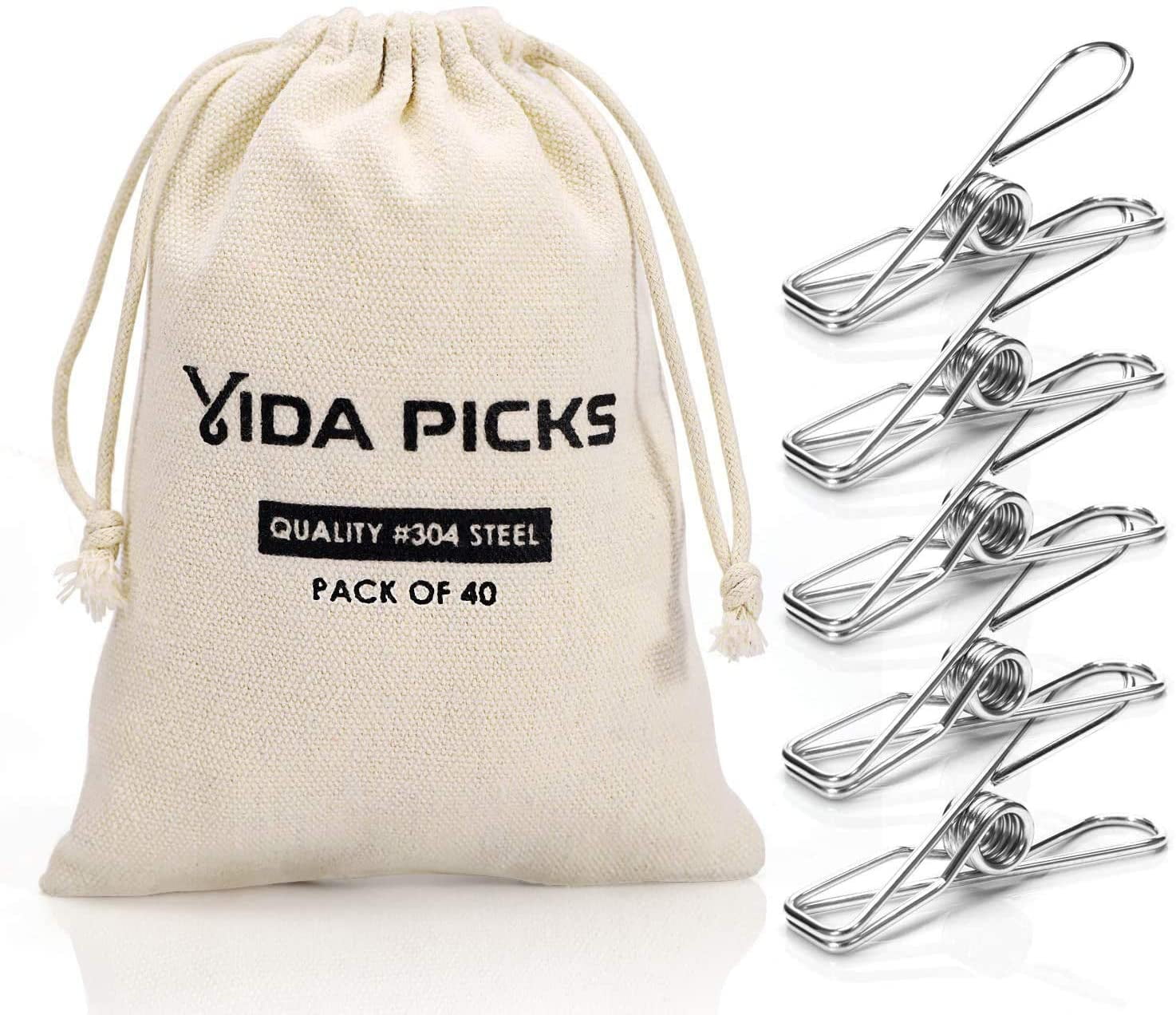 40 Pack Wire Clothes Pins Heavy Duty Outdoor, Stainless Steel ...