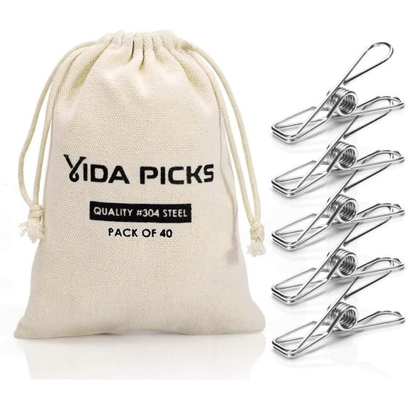 40 Pack Wire Clothes Pins Heavy Duty Outdoor, Stainless Steel ...