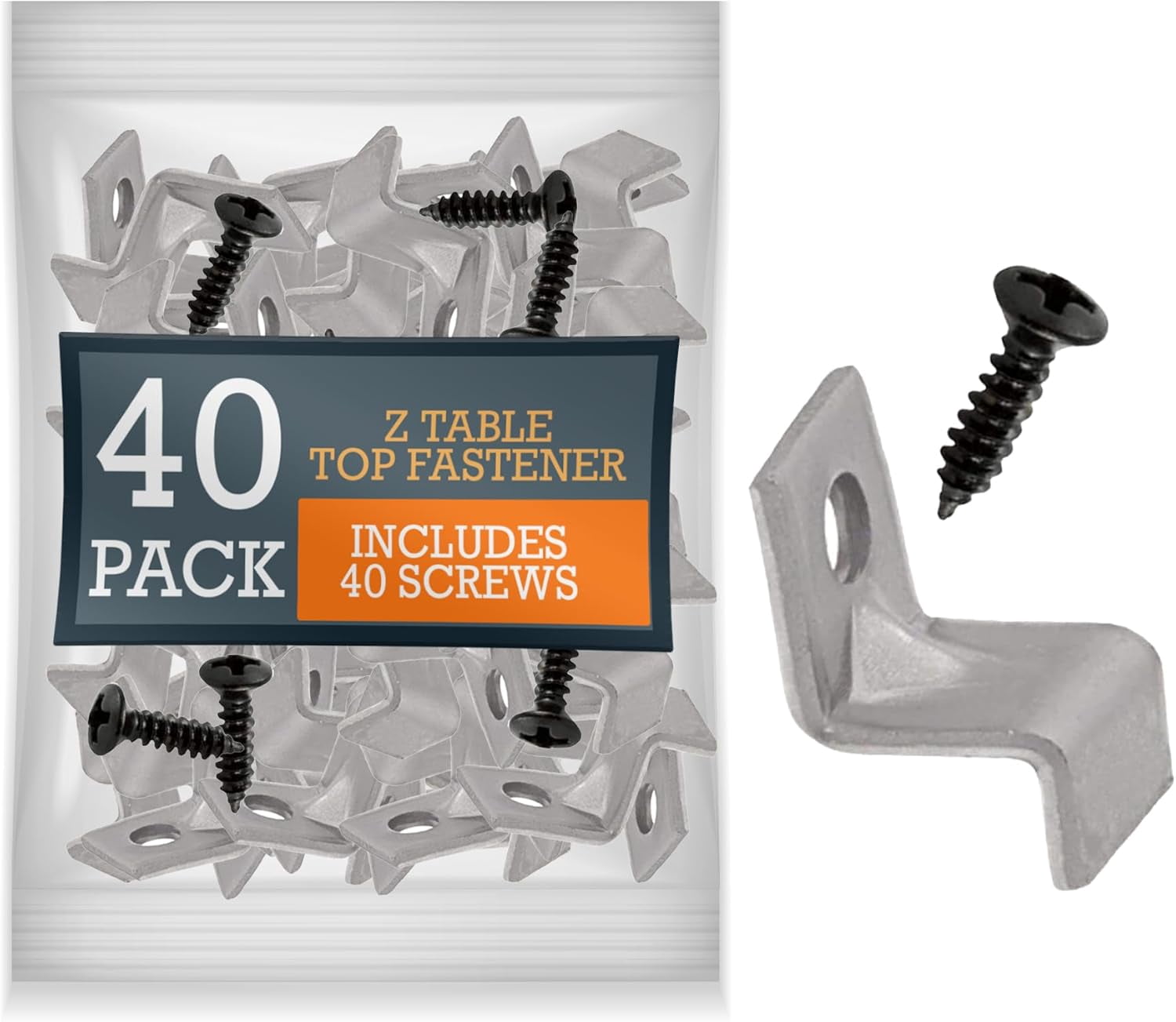 40 Pack Z Table Top Fasteners with Screws, Heavy Duty Z Table Top ...