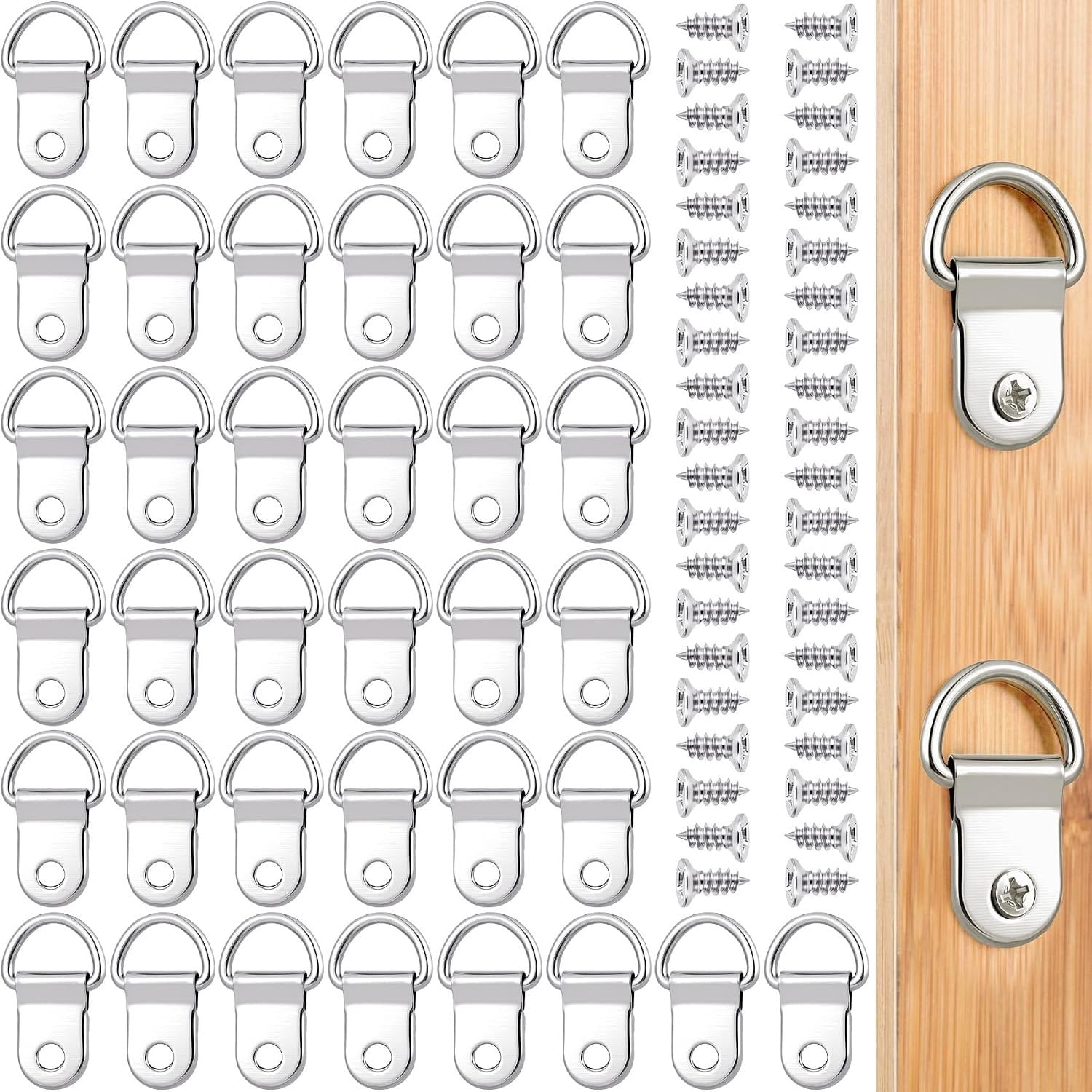 40 Packs D-Ring Picture Hangers with Screws, Single Hole Photo Frame ...