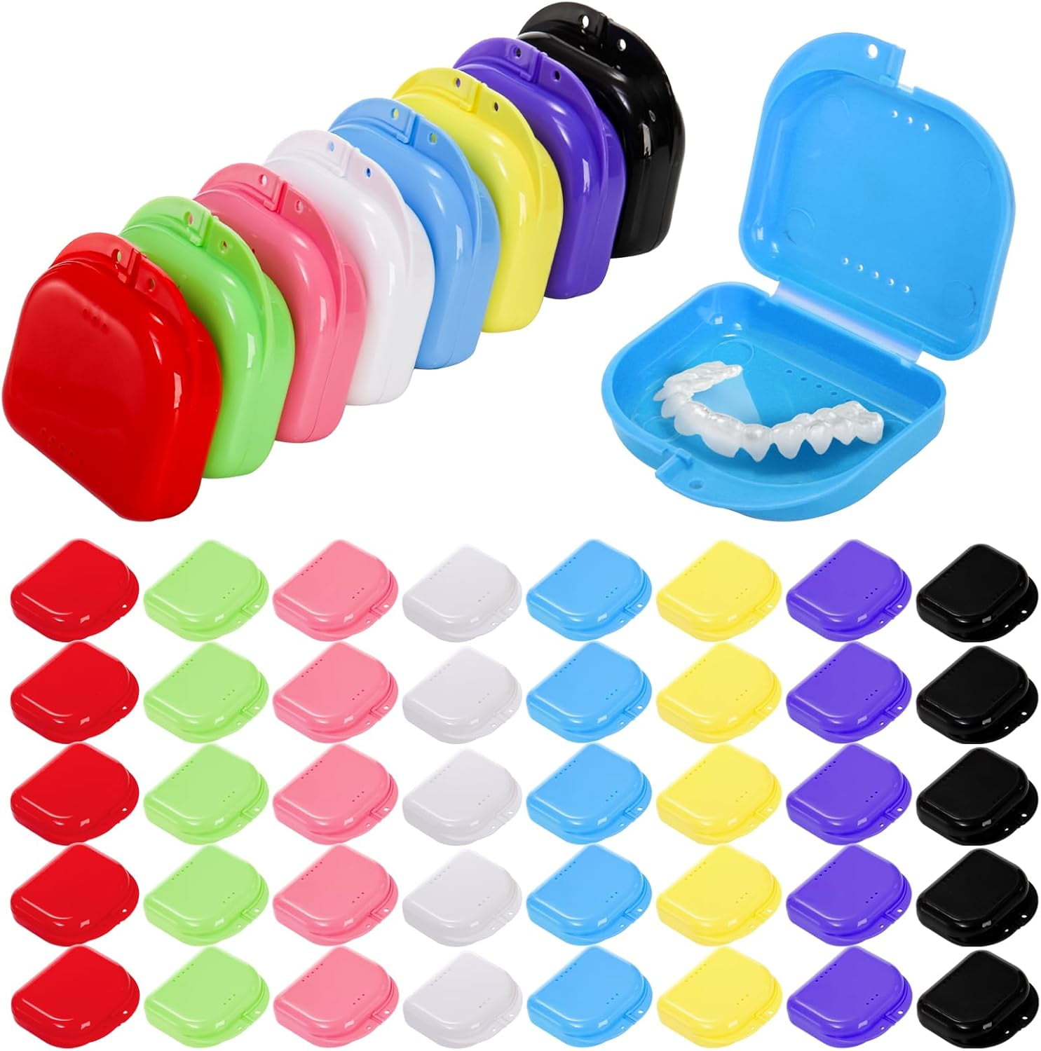 40 Packs Retainer Case, Mouth Guard Case Denture Case Bulk, Slim ...