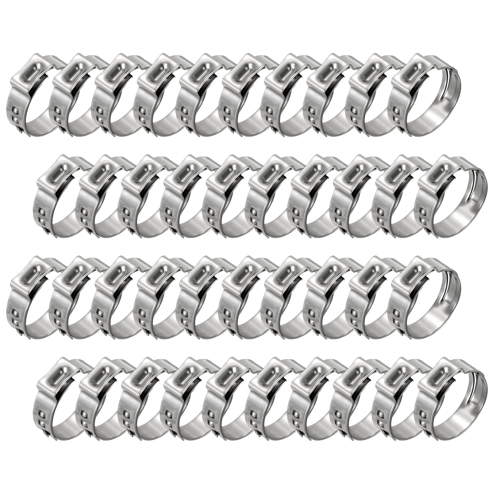 40 Packs Stainless Steel Single Ear Hose Clamps, Adjustable 15.3-18.5mm ...