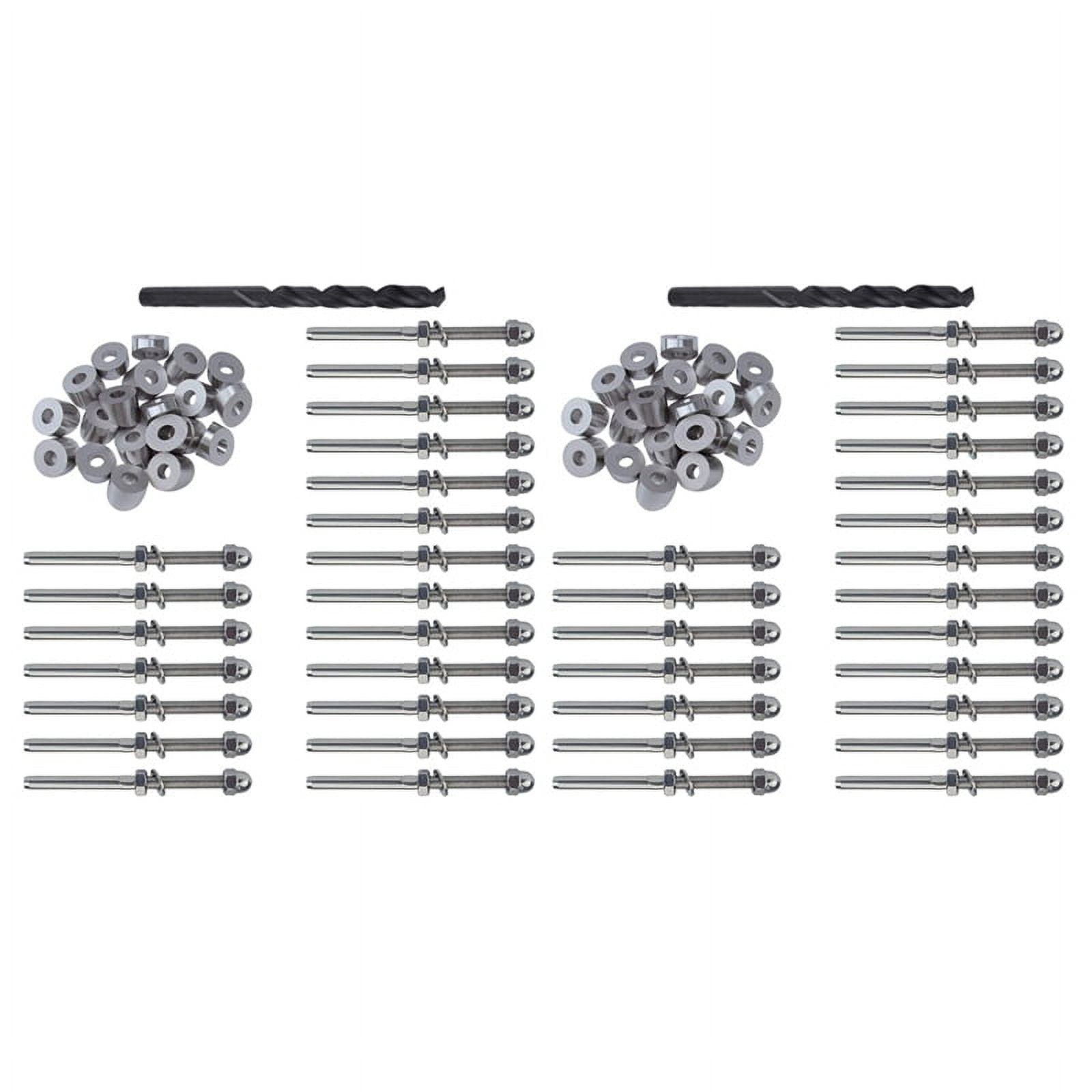40 Pairs 1/8 Inch Cable Railing Kits 30 Degree Beveled Washer Threaded ...