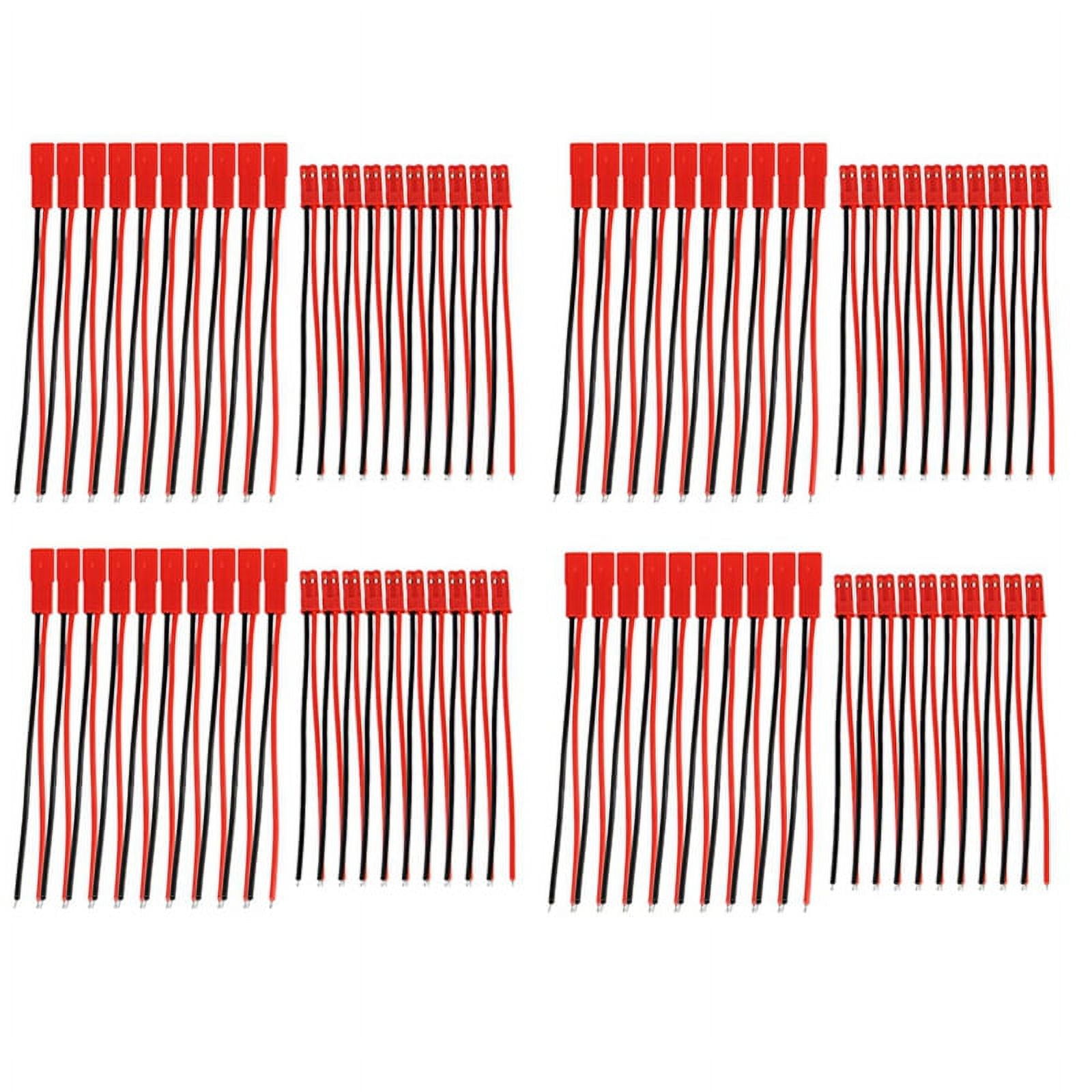 40 Pairs 2 Pin JST Plug Socket Connector M to F 110mm Cable Wire Red ...