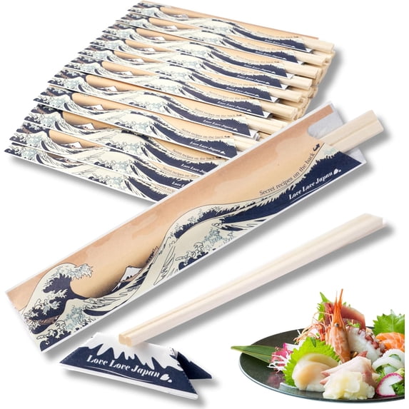 40 Pairs Disposable Chopsticks with Japan Hokusai Designed Origami ...