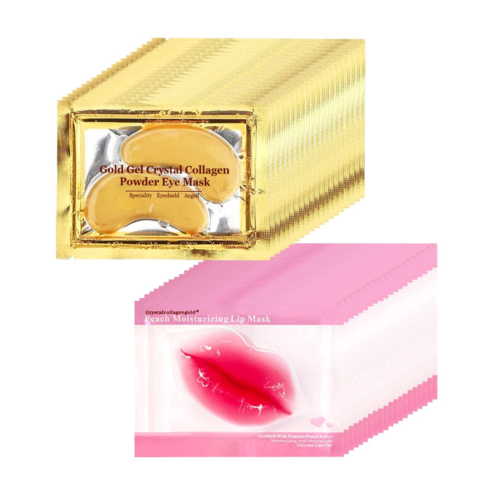 40 Pairs Peach Red MZF22 Lip Masks & Eye Masks, 24K Gold Gel Collagen ...