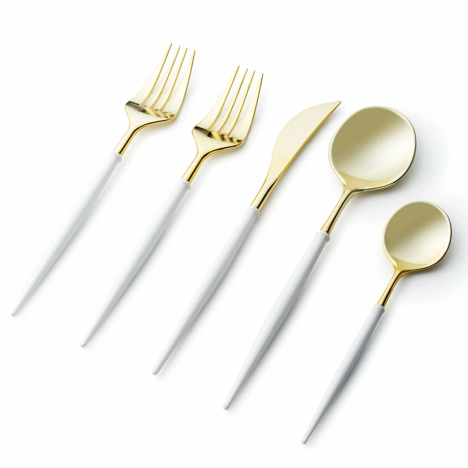 40 Pc Elegant Gold And White Two Tone Cutlery Premium Plastic For ...