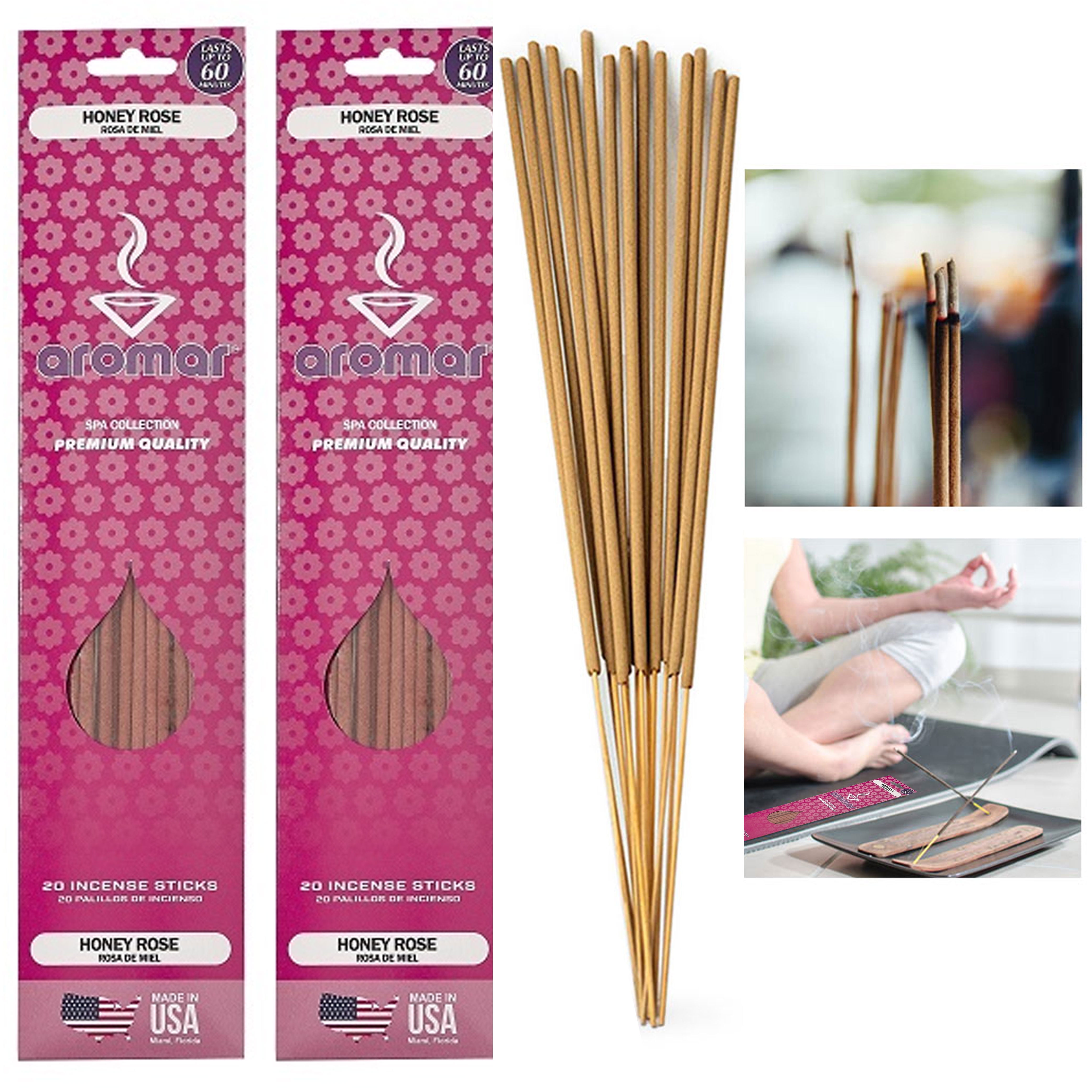40 Pc Incense Sticks Honey Rose Scented Fragrance Aroma Therapy Hand ...