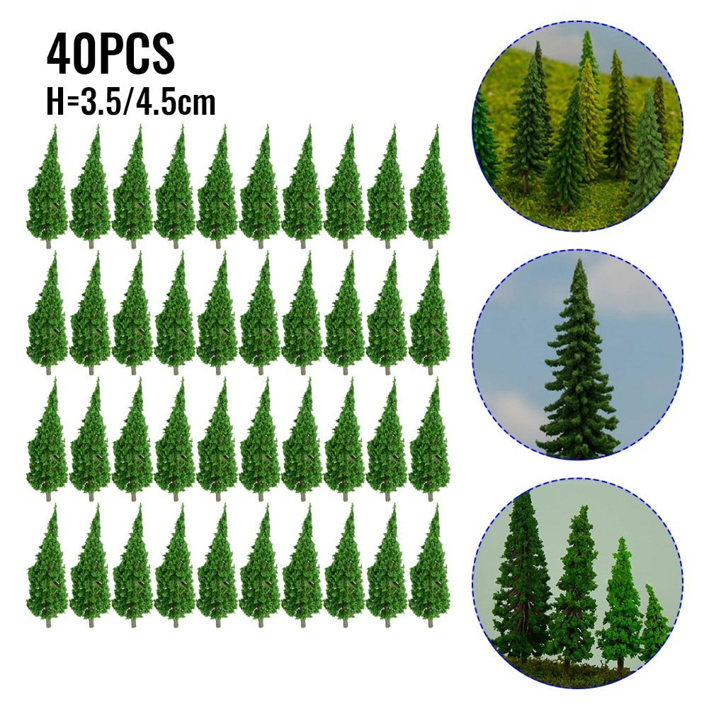 40 Pcs 1:100 Scale Model Trees 3.5Cm/4.5Cm Railroad Diorama Wargame ...