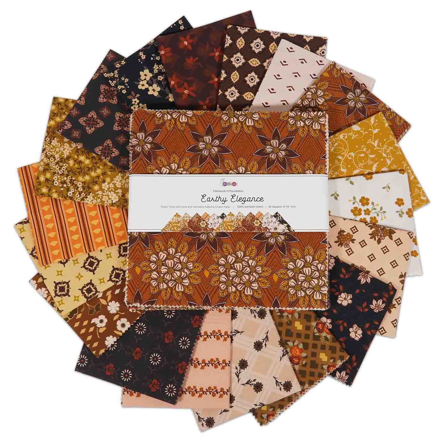 40 Pcs 10 x 10 inches Quilting Fabric Bundles Precut, DIY Cotton Fabric ...