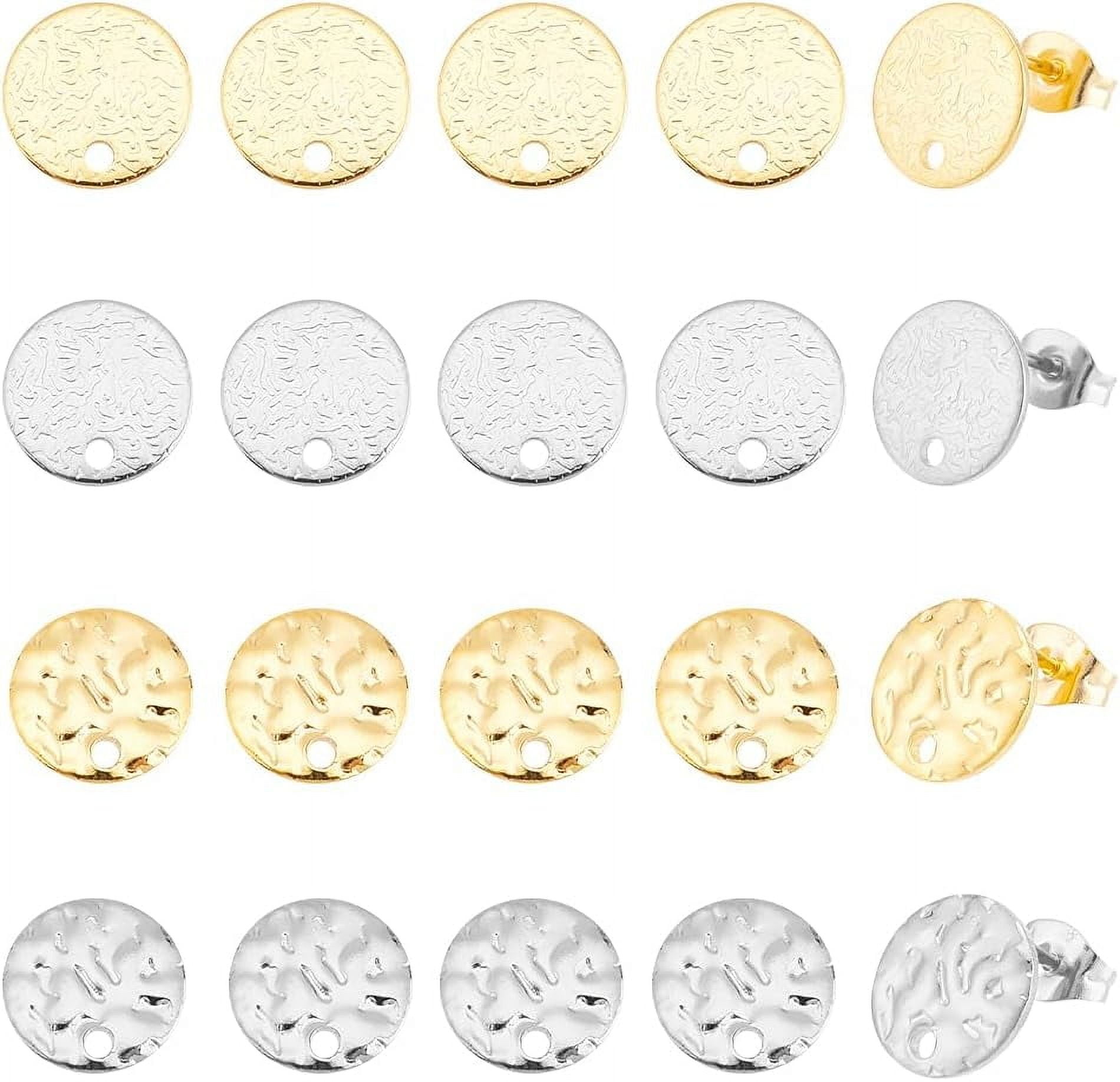 40 Pcs 2 Colors 2 Styles Stainless Steel Stud Earring Findings with ...