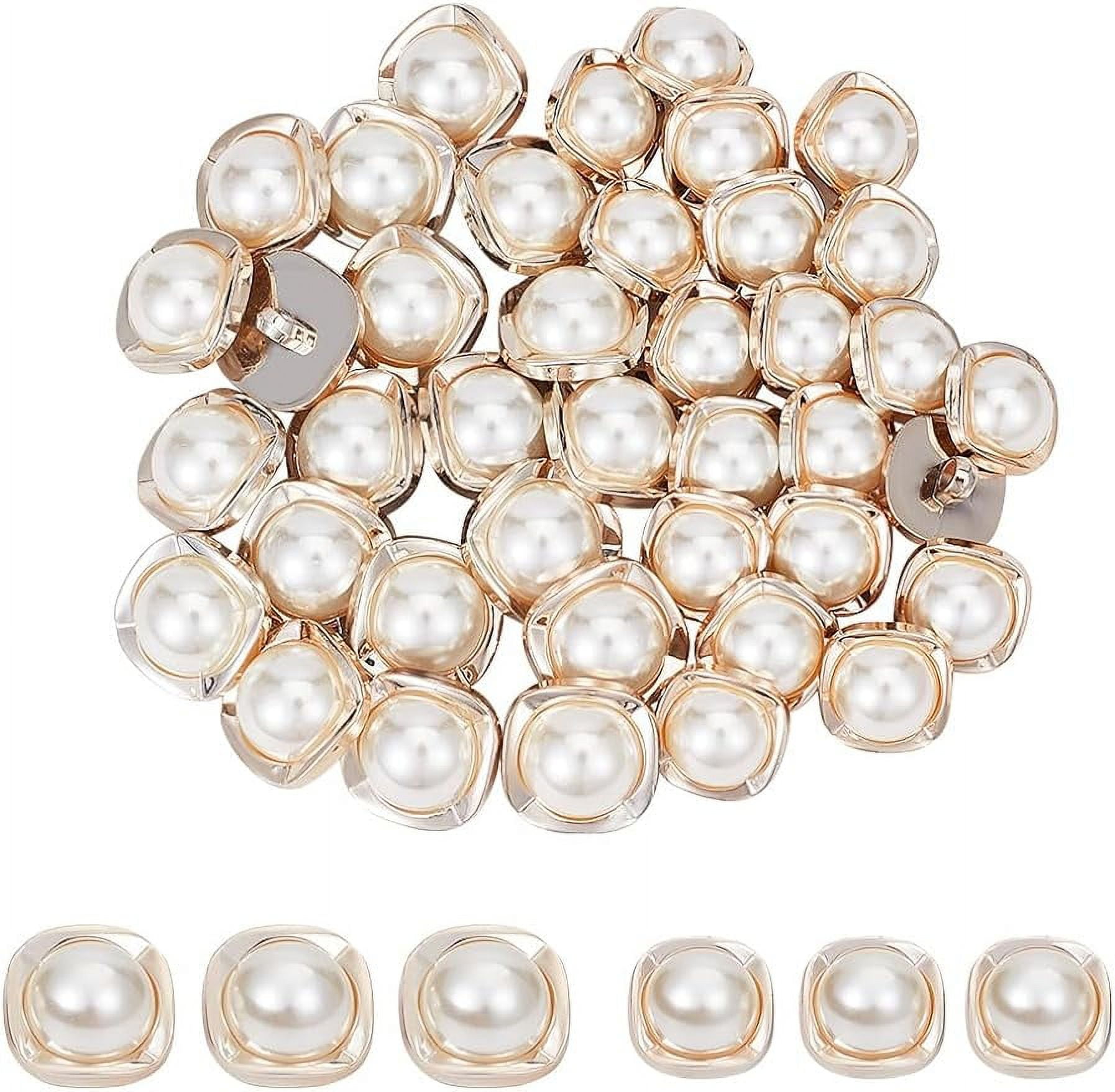 40 Pcs 2 Sizes Square Pearl Buttons 1-Hole Plastic Imitation Pearl ...