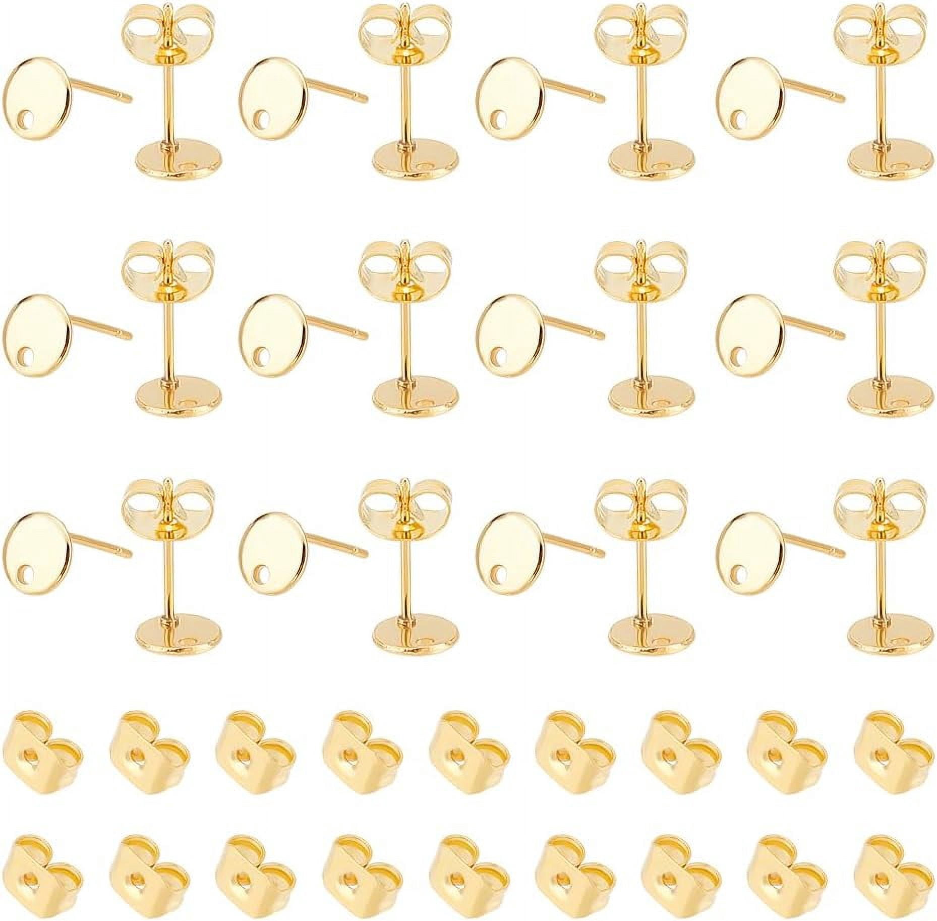 40 Pcs 201 Stainless Steel Stud Earring Findings with Earring Backs ...