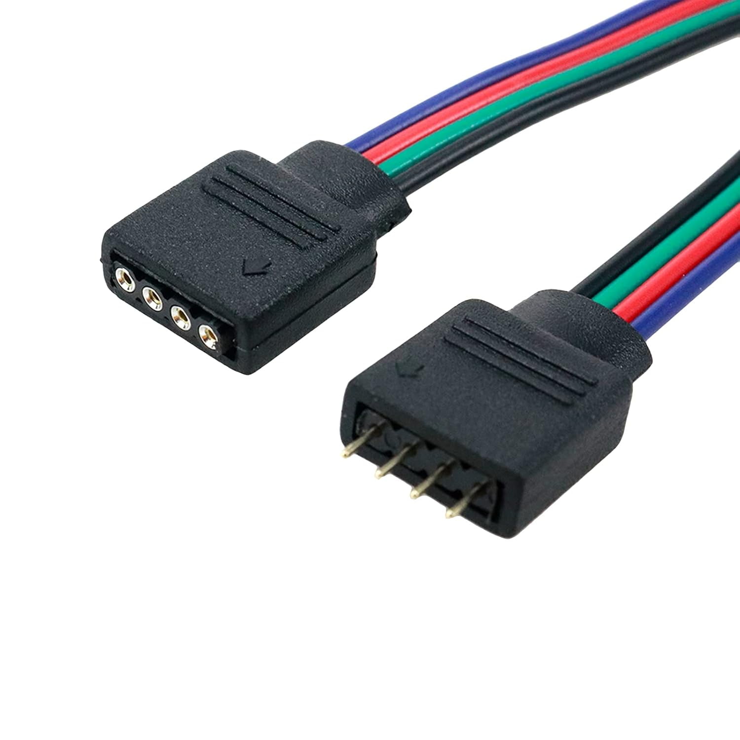 40 Pcs 4 Pin RGB LED Strip Lights Extension Cable Connector, 4 PIN RGB Male and Female Connector ...