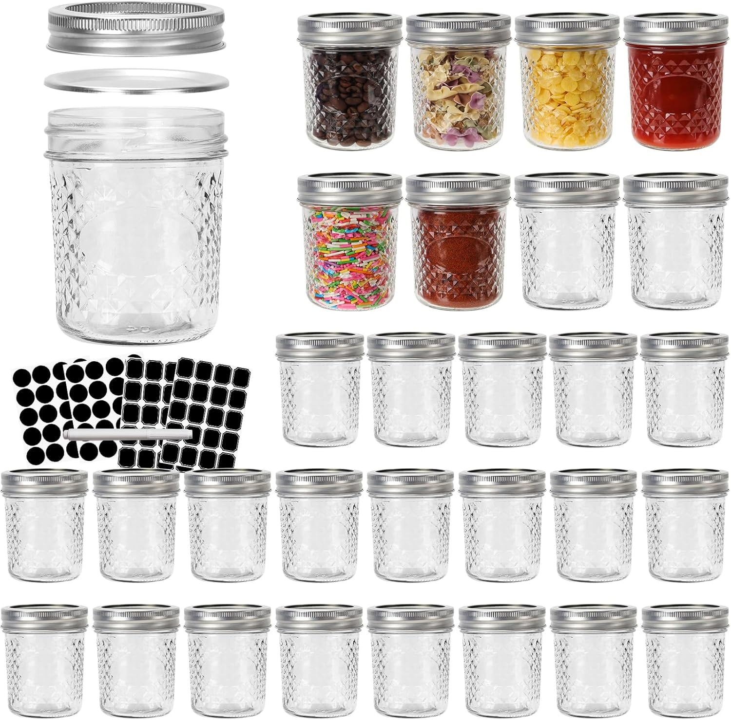 40 Pcs 4oz Clear Glass Mini Mason Jars With Silver Separable Lids and ...