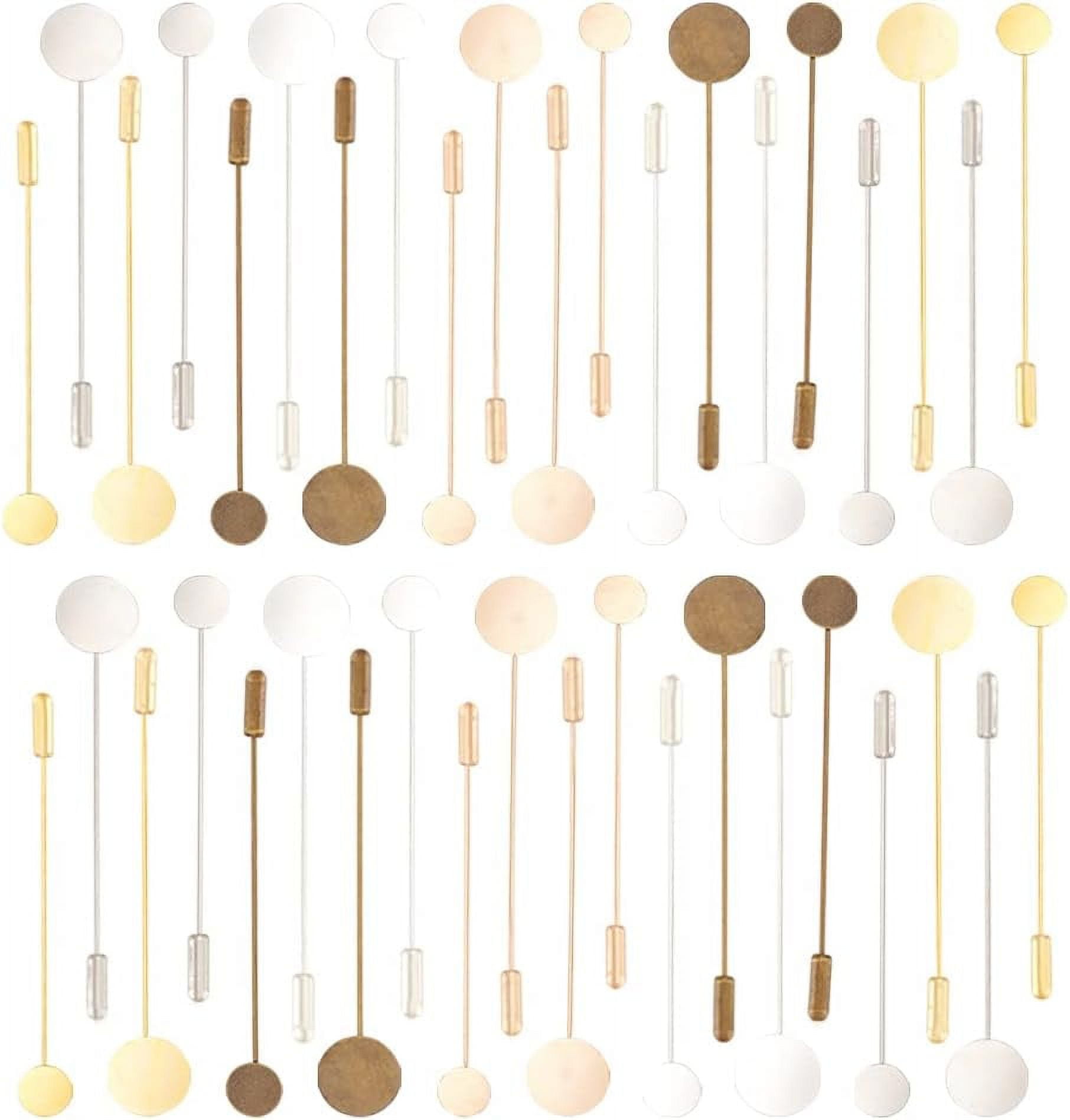 40 Pcs 5 Colors Round Tray Brooch Pin Stick Brass Safety Pins Lapel ...