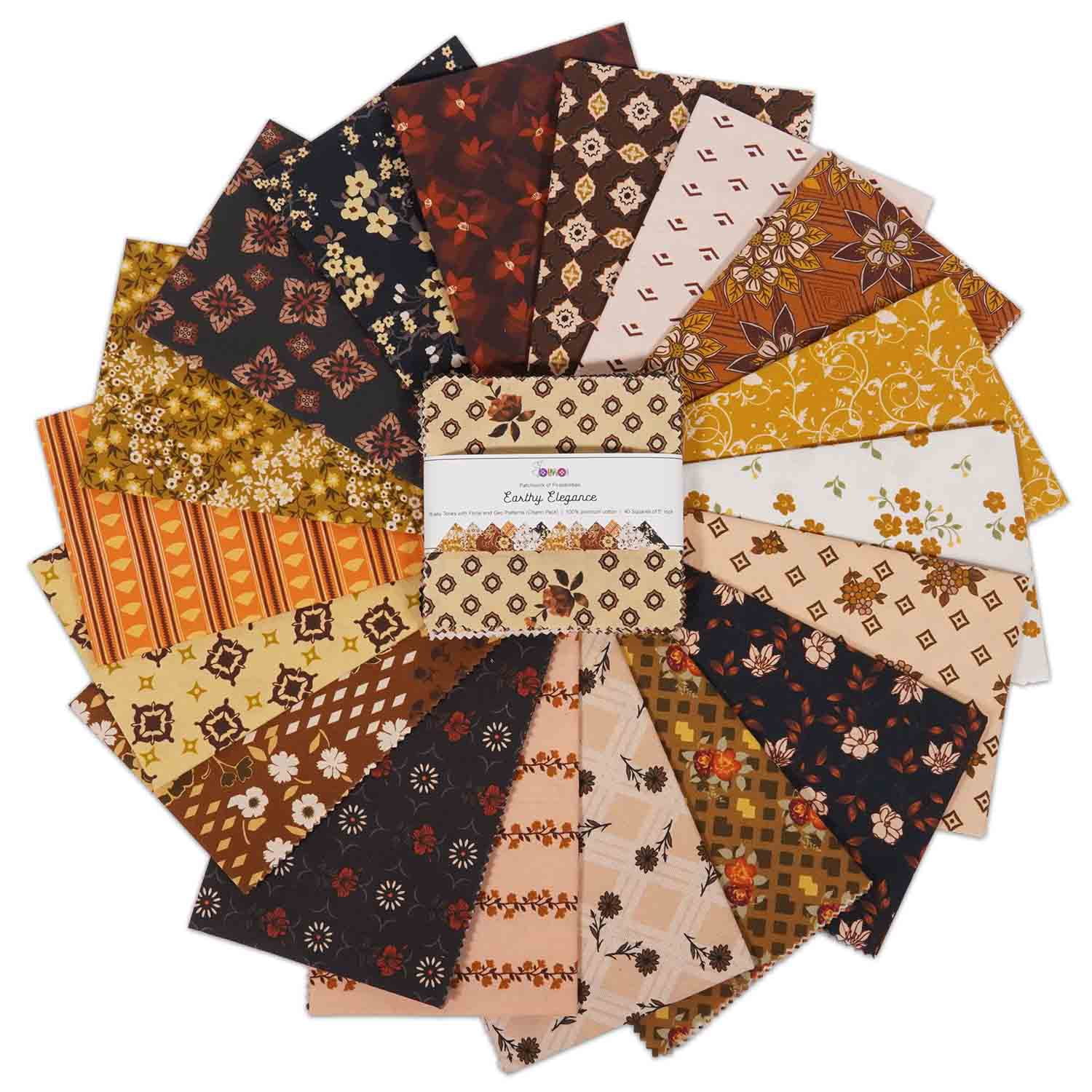 40 Pcs 5 x 5 inches Quilting Fabric Bundles Precut, DIY Cotton Fabric ...