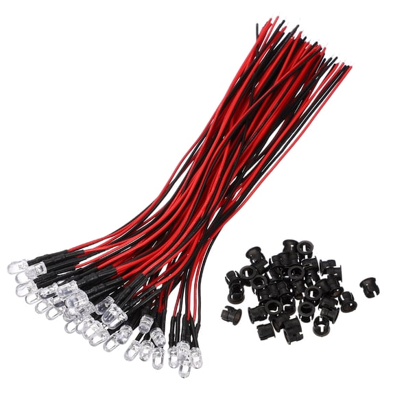40 Pcs 5mm LED Lights Emitting Diodes, 9-12V Pre Wired Light LED Diodes ...