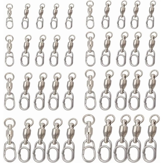 40 Pcs 8 Styles High Strength Fishing Swivels 304 Stainless Steel ...