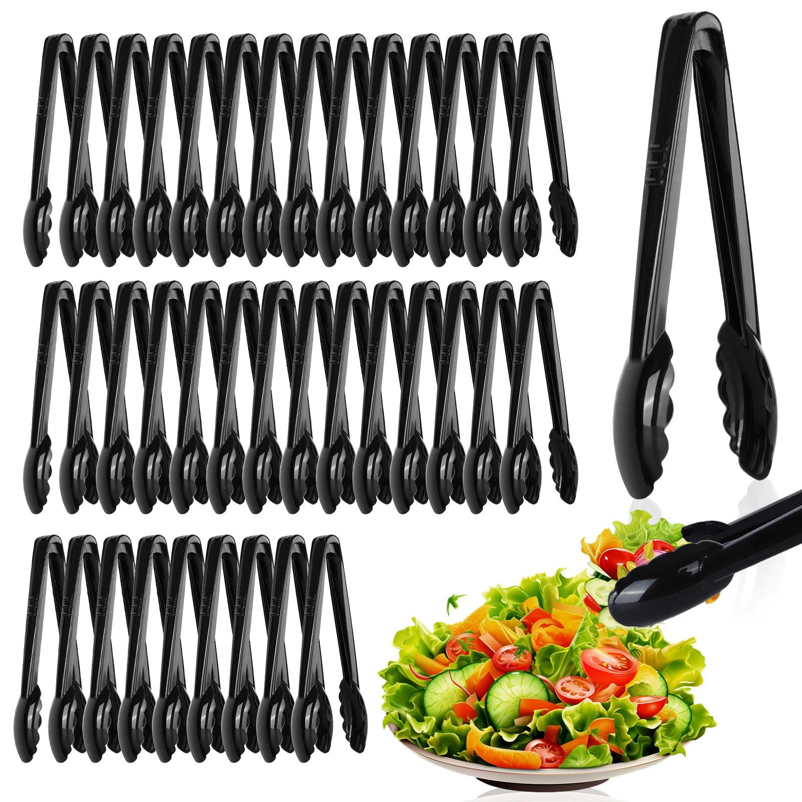 40 Pcs 9 Inch Disposable Plastic Tongs for Serving, Bulk Kitchen ...