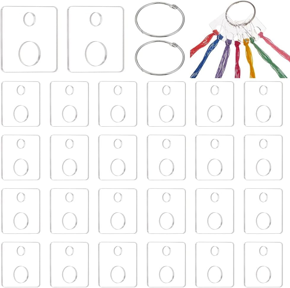 40 Pcs Acrylic Floss Drops Clear Embroidery Floss Bobbins with 2 Pcs ...