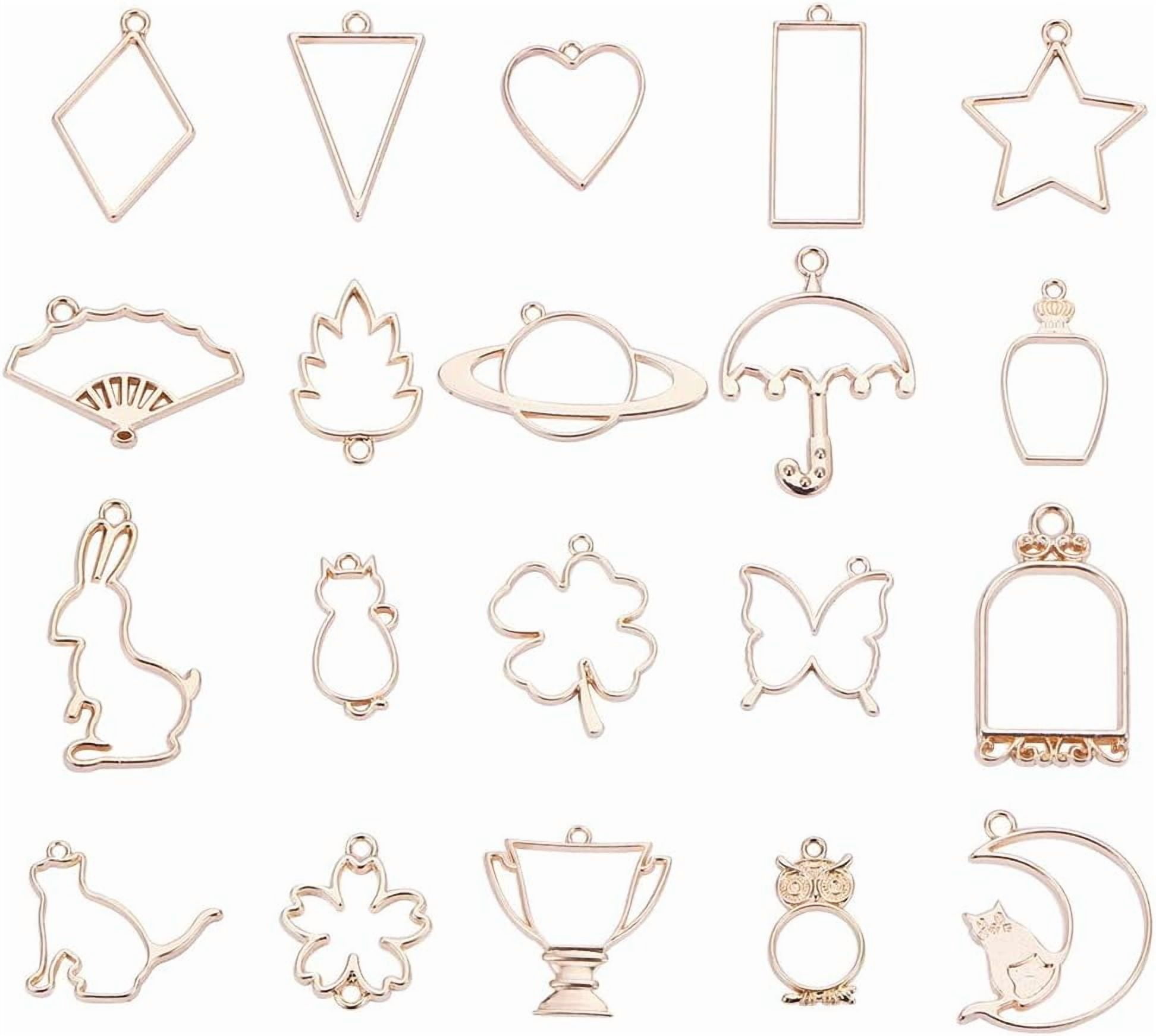 40 Pcs Alloy Open Bezel Charm Pressed Flower Blank Frame Hollow Mould ...