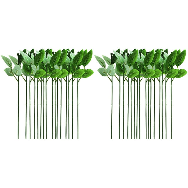 40 Pcs Artificial Flower Stems Rose Leaves Floral with DIY Project ...