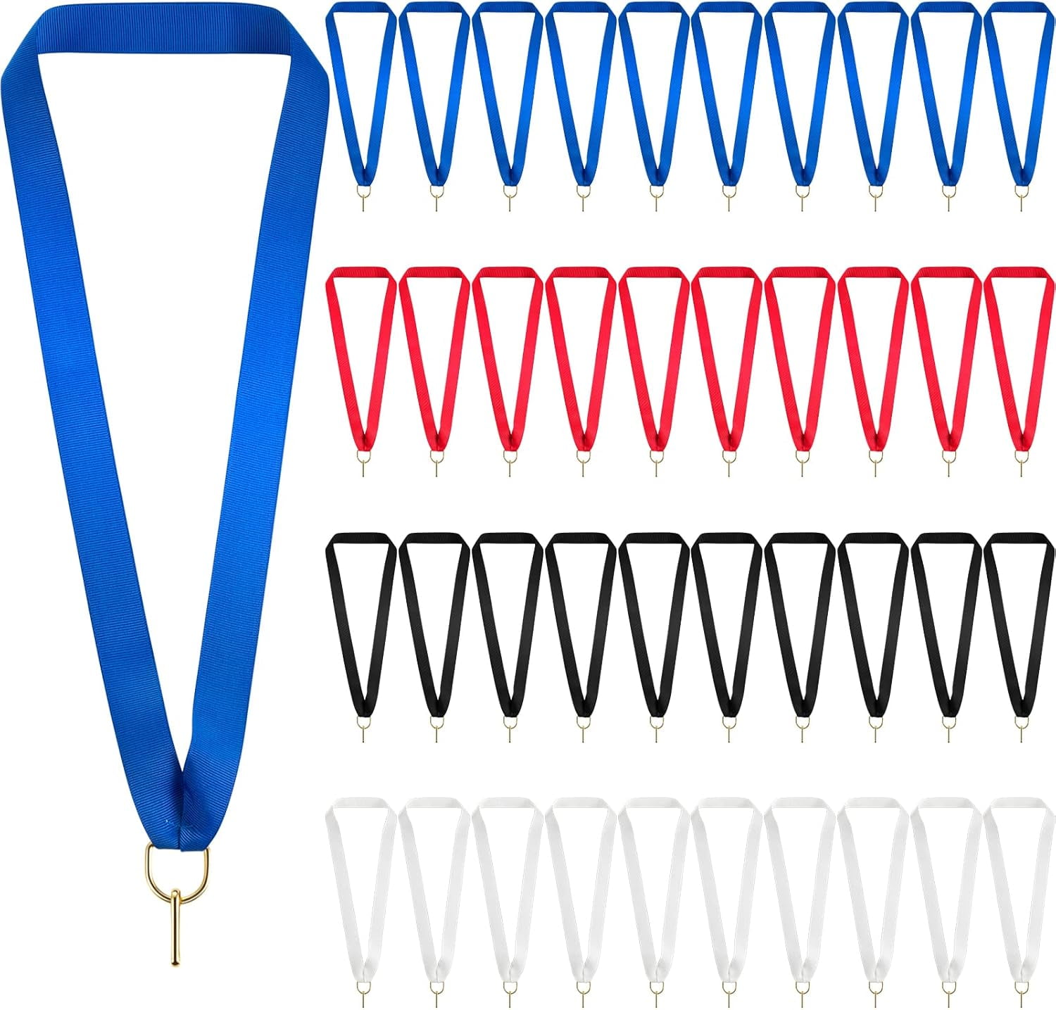 40 Pcs Award Ribbon Lanyards Medal Ribbons with Snap Clip Flat Neck ...