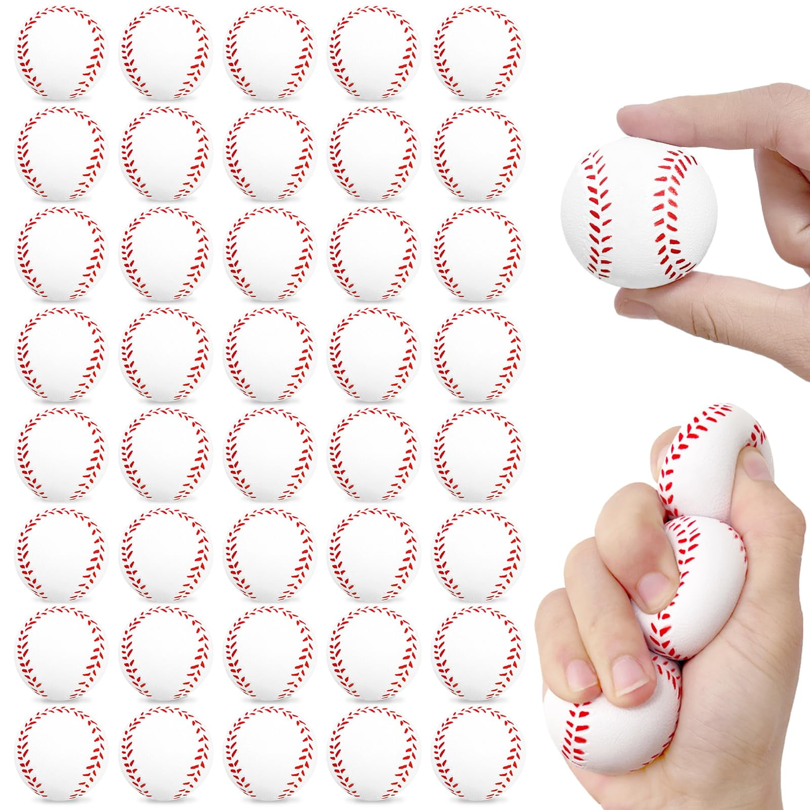 40 Pcs Baseball Stress Ball,1.6 Inch Mini Squeeze Foam Baseball Bulk ...