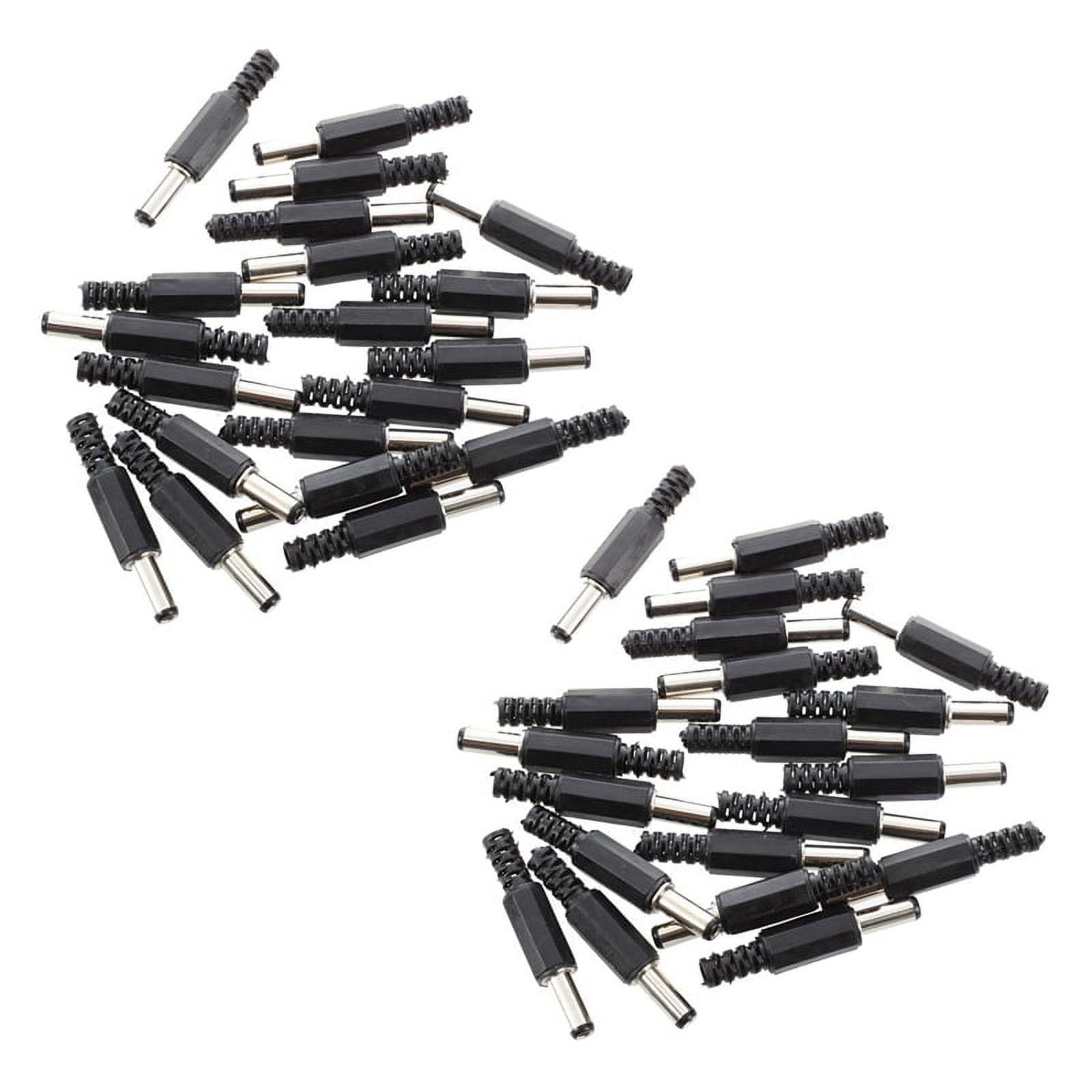 40 Pcs Black 2.5mm x 5.5mm DC Power Male Plug Jack Adapter,40 x DC Male ...