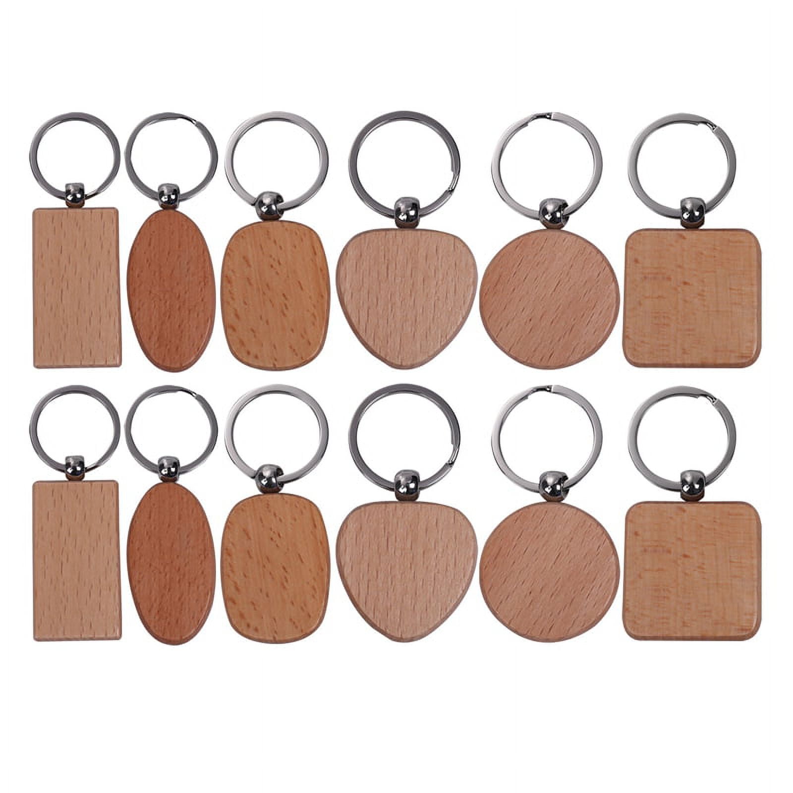 40 Pcs Blank Wood Wooden Keychain DIY Custom Wood Key Chains Key Tags ...