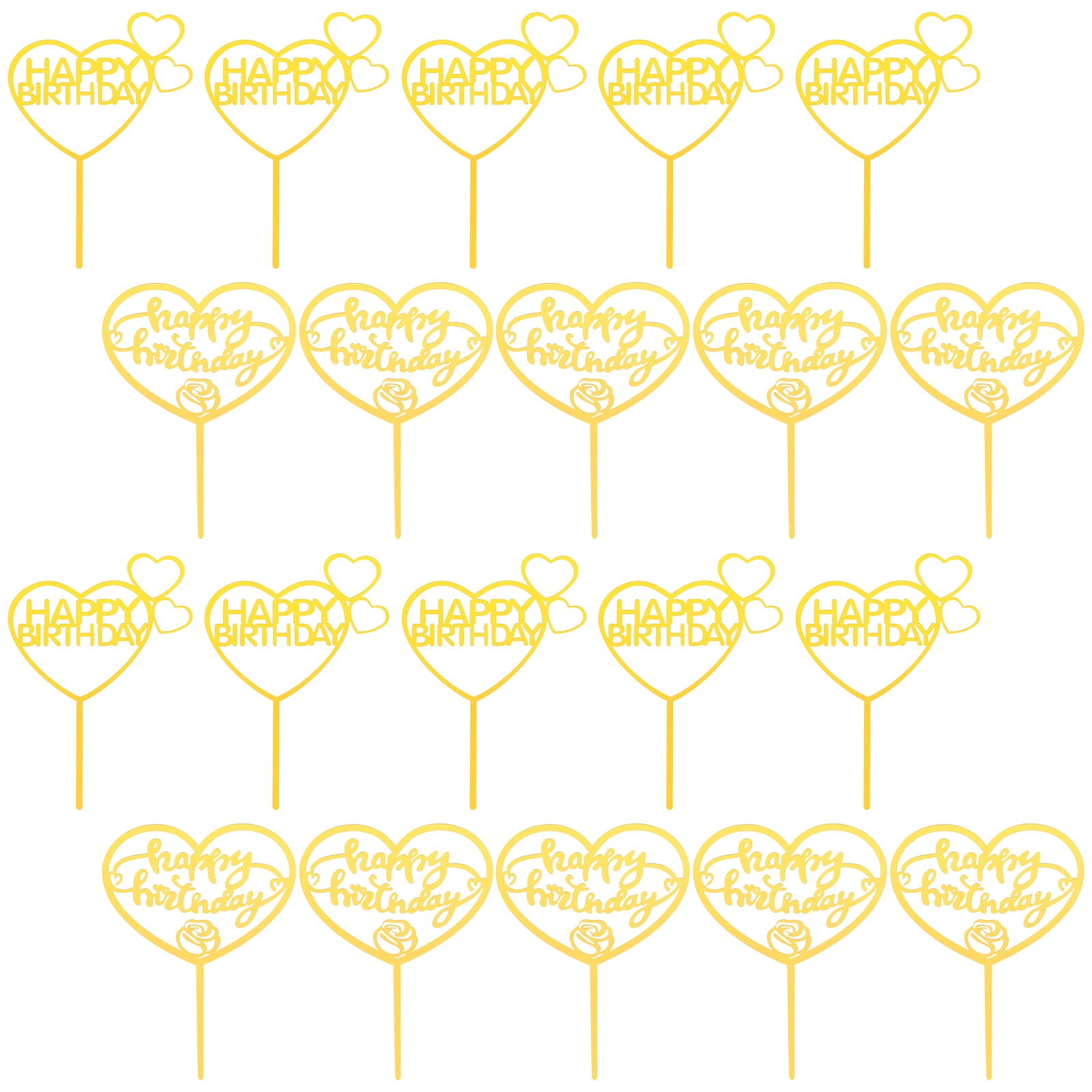 40 Pcs Cake Decoration Insert Heart Shaped Cupcake Toppers Wedding ...