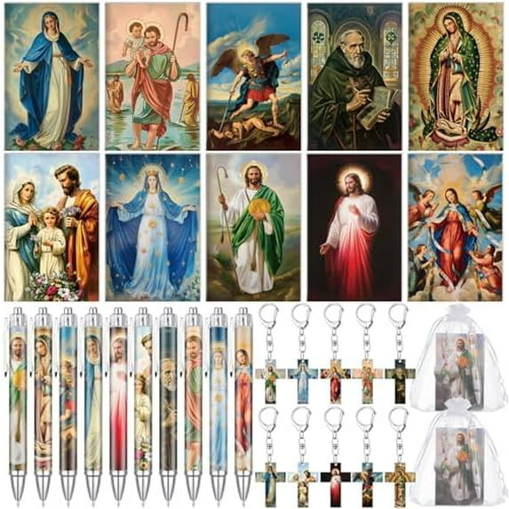 40 Pcs Catholic Religious Gifts Set Saint Prayer Notebooks Bible Verse ...