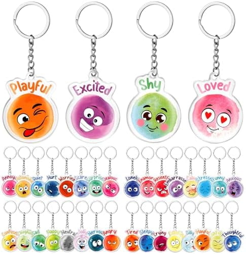 40 Pcs Christmas Face Emotion Feelings Keychains Funny Mood Incentive ...