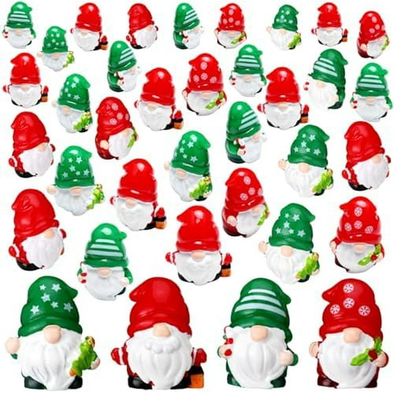 40 Pcs Christmas Mini Resin Gnomes Figurines Miniature Christmas Gnomes ...