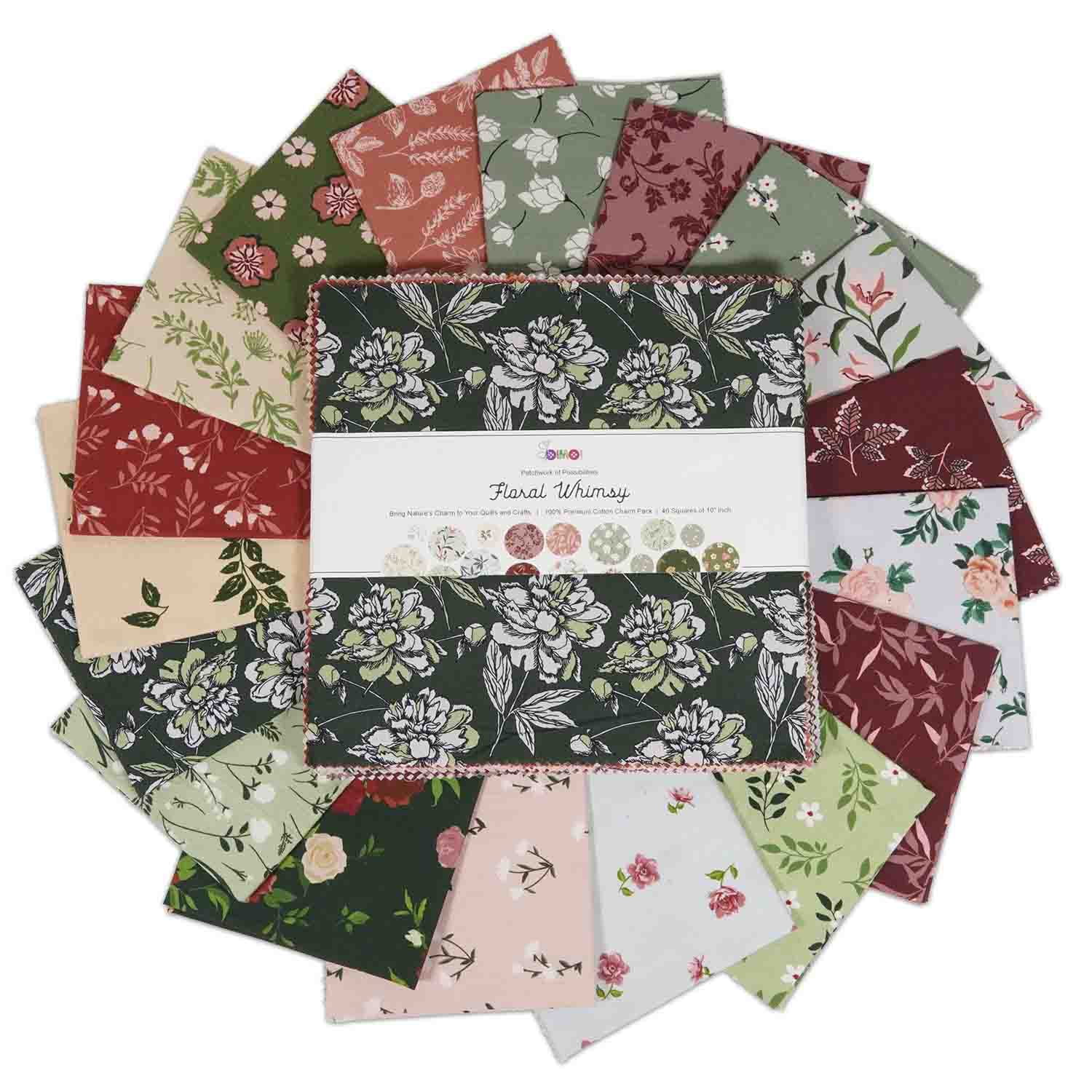 40 Pcs Cotton Bundles Charm Packs for Quilting, Precuts Quilt Squares ...