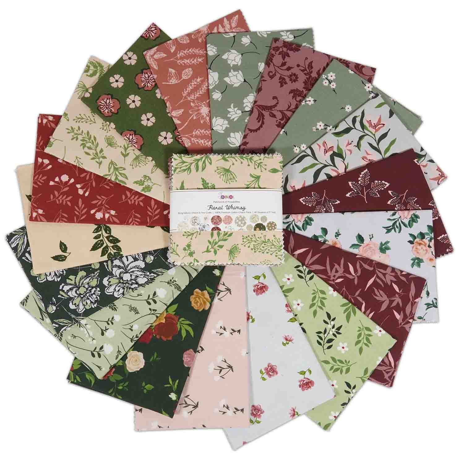 40 Pcs Cotton Bundles Charm Packs for Quilting, Precuts Quilt Squares 5 ...
