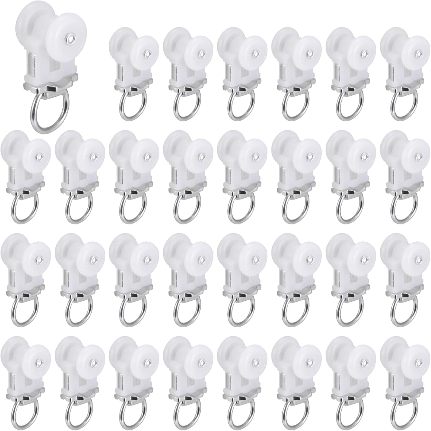 40 Pcs Curtain Track Roller Hooks Curtain Rail Ceiling Gliders Set Dual ...