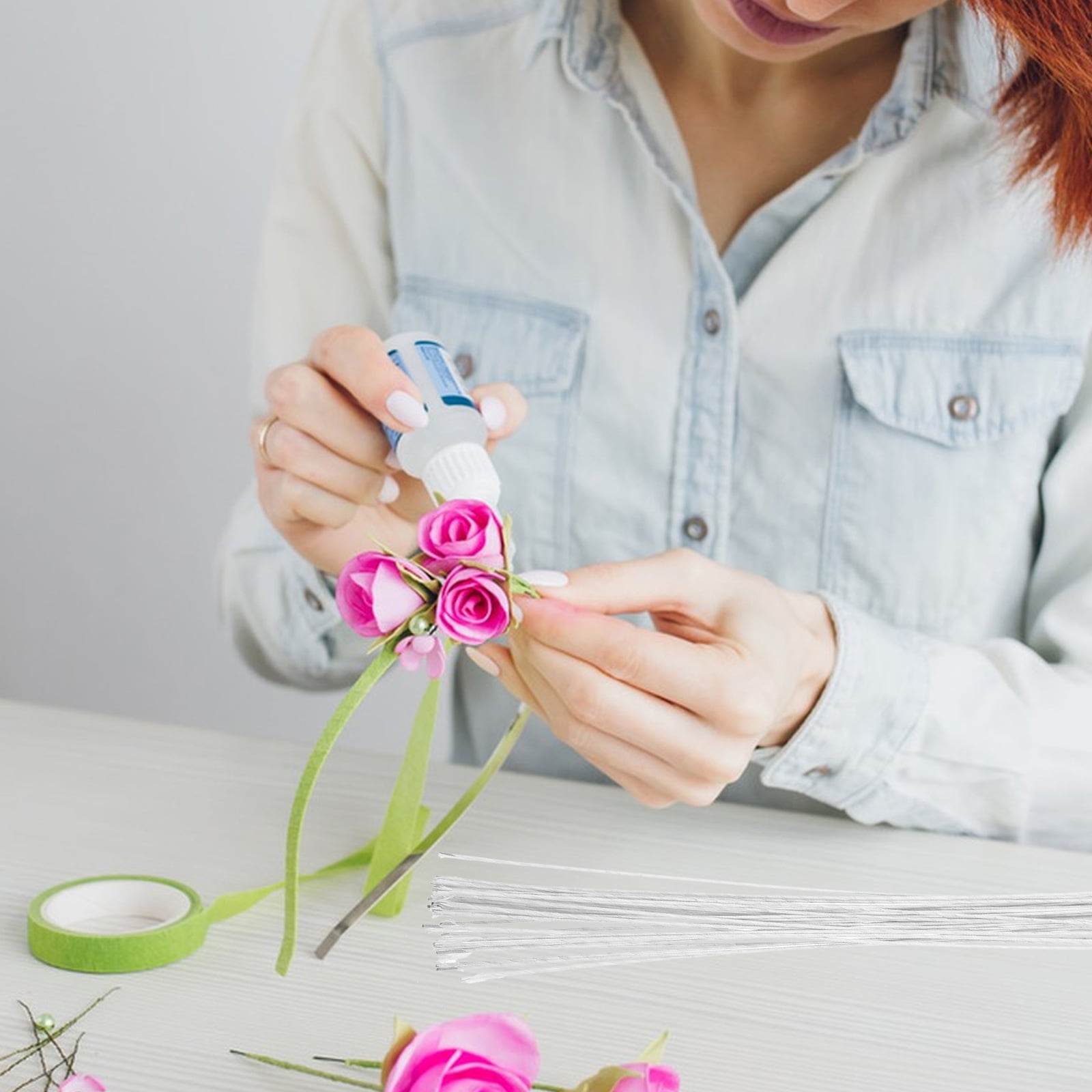 40 Pcs DIY Floral Stem Wire for Crafting Wrapping Floral Wire Flower ...