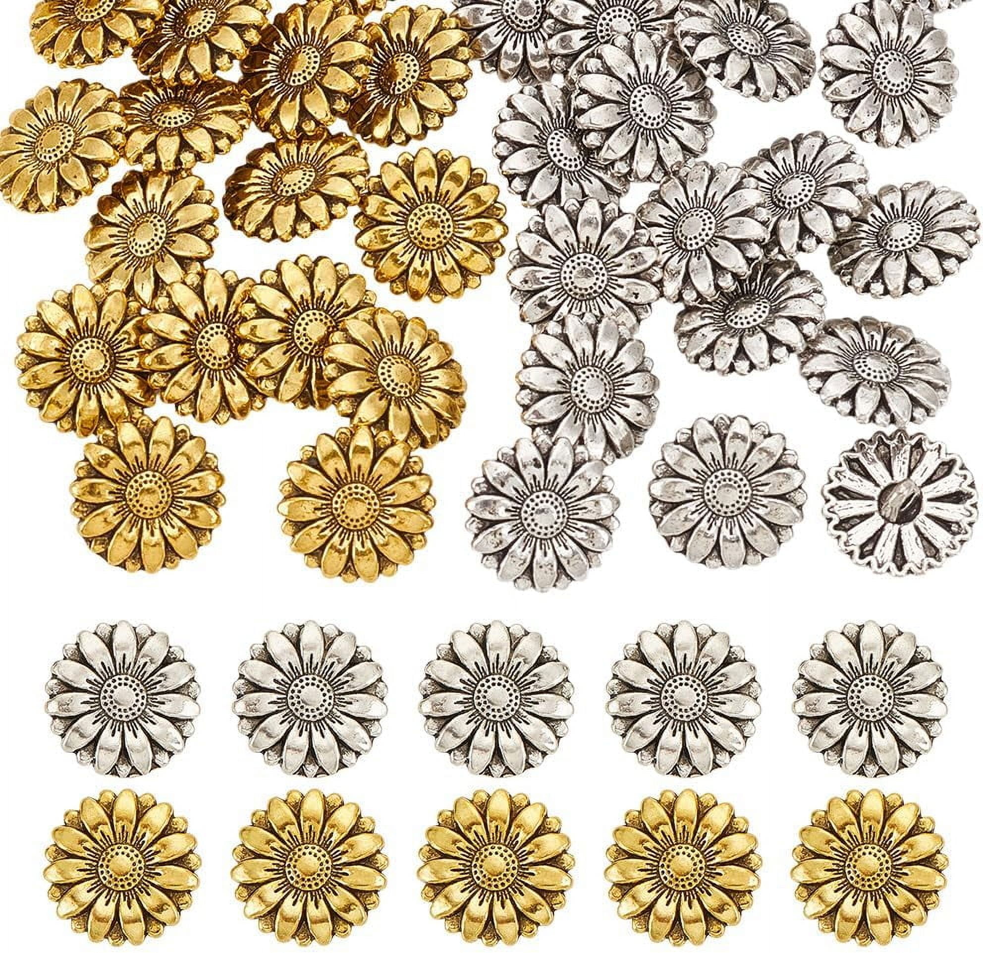 40 Pcs Daisy Alloy Shank Buttons 2 Colors Vintage Flower Sewing Button ...