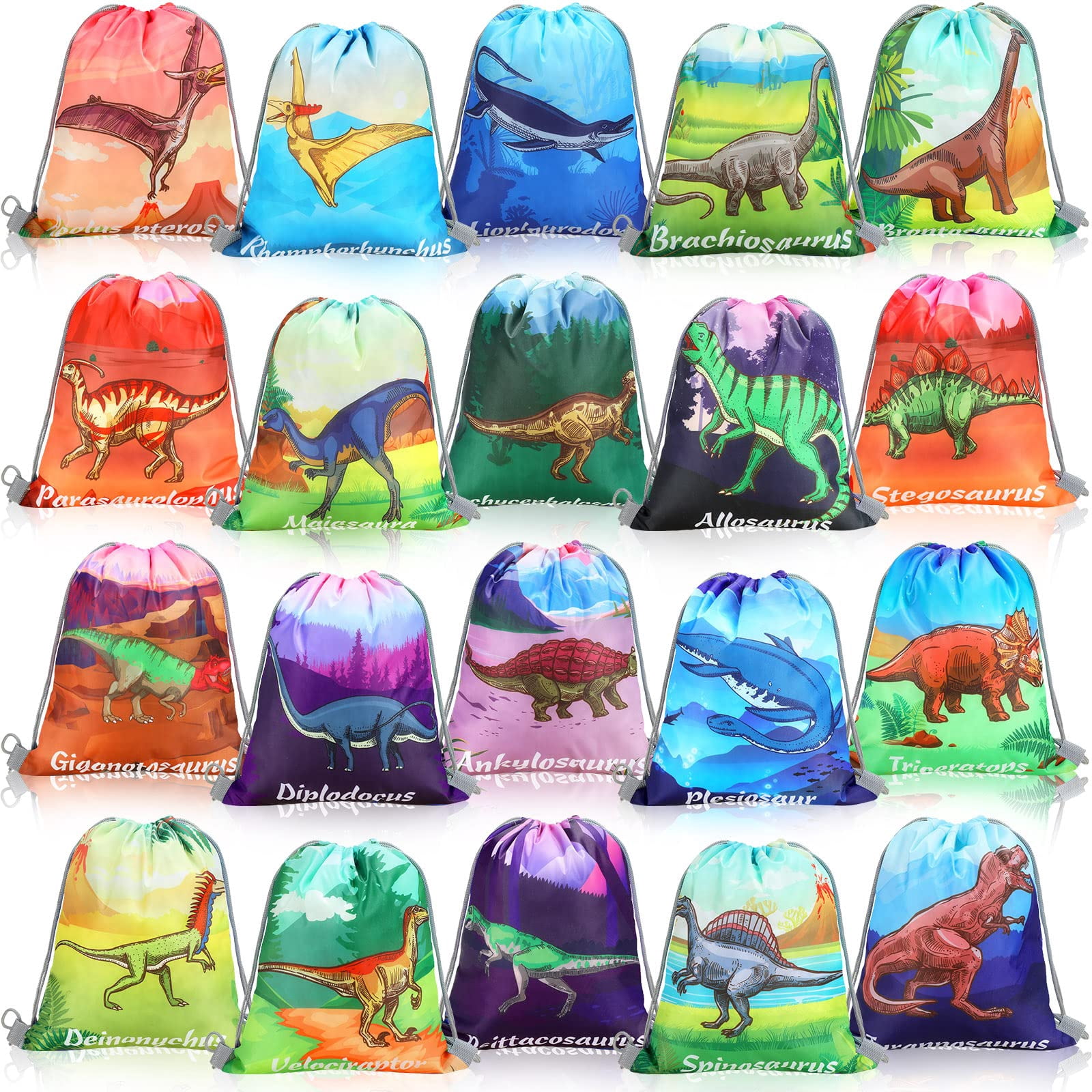 40 Pcs Dinosaur Drawstring Gift Bags Dinosaur Party Supplies Dino Theme ...