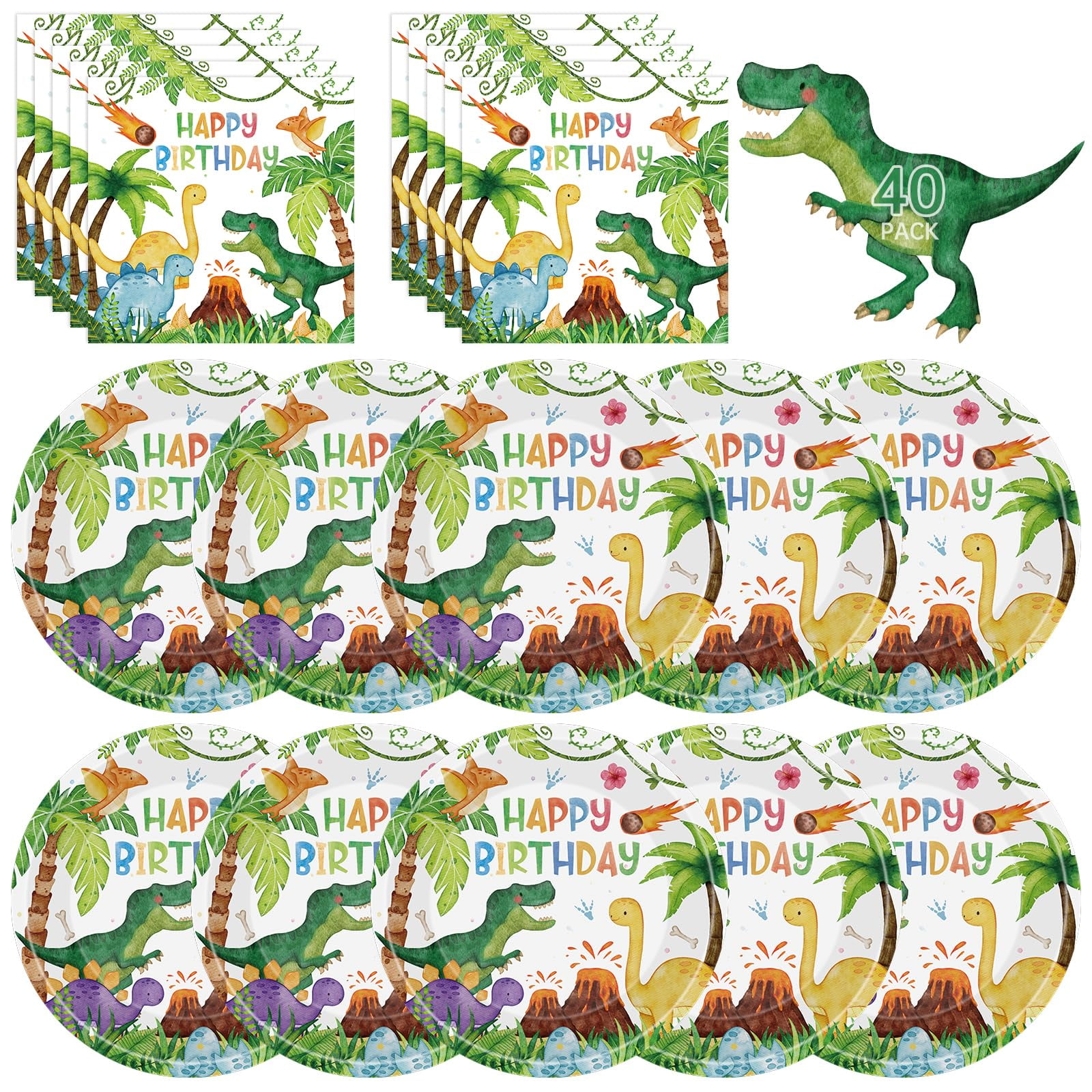 40 Pcs Dinosaur Plates KEF16 and Napkins Sets - Dino Party Supplies ...