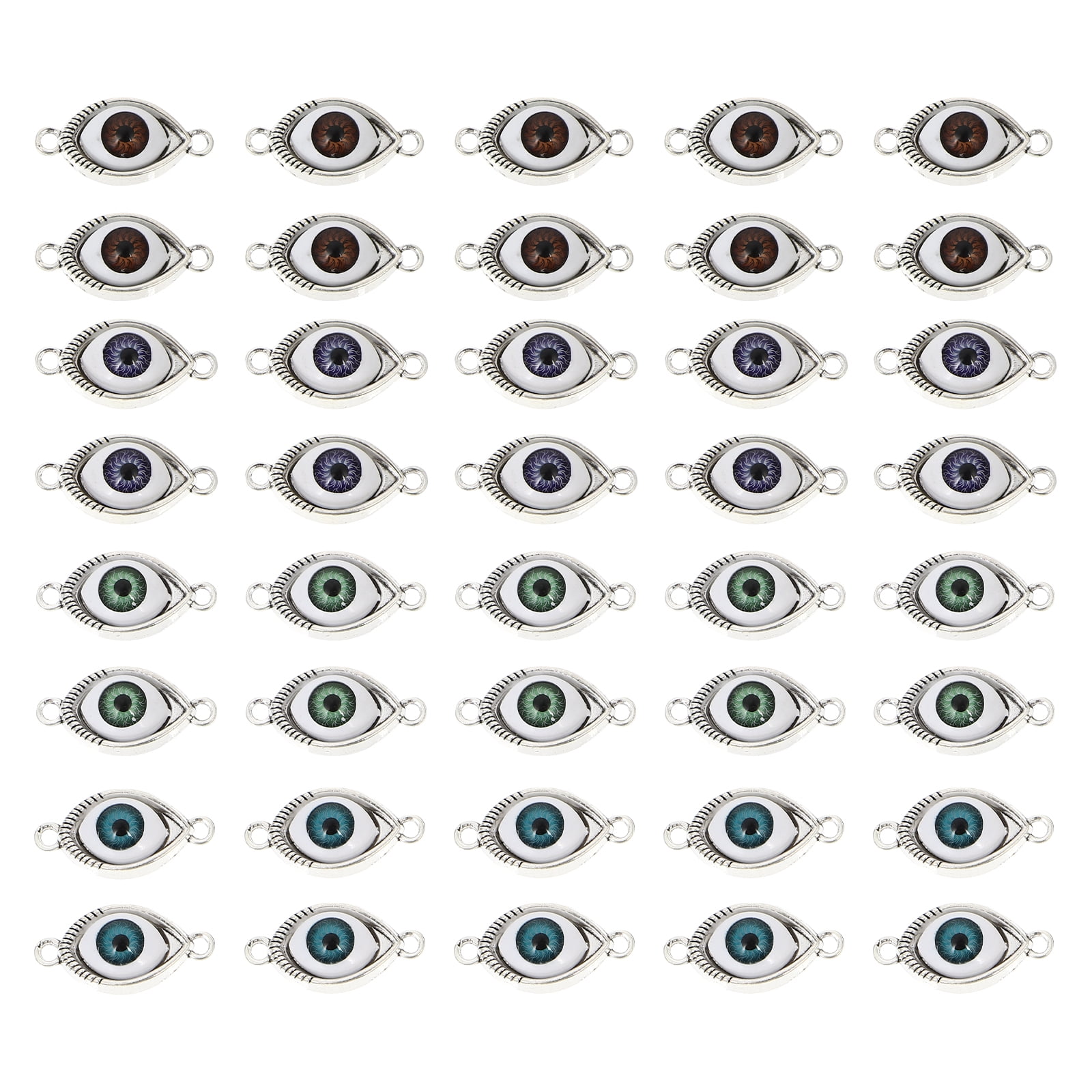 40 Pcs Double Hanging Eye Pendant DIY Charms Hand Jewelry Evil Beads ...