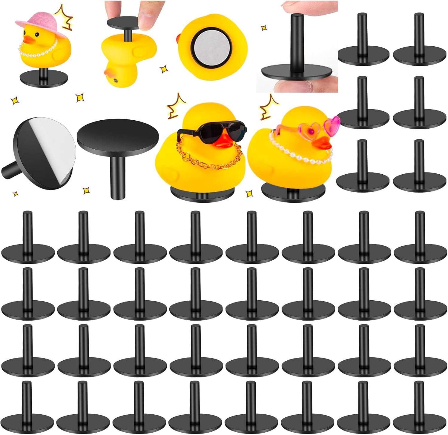 40 Pcs Duck Plugs, Black Plastic Duck Holder for Car Dashboard, Ducks ...