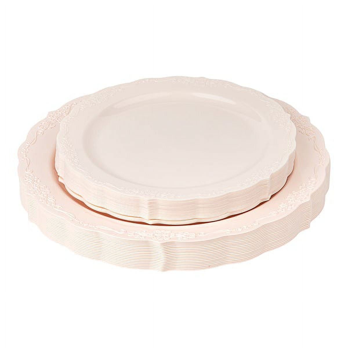 40 Pcs, Embossed Disposable Plastic Plates Combo Pack - Blush for ...