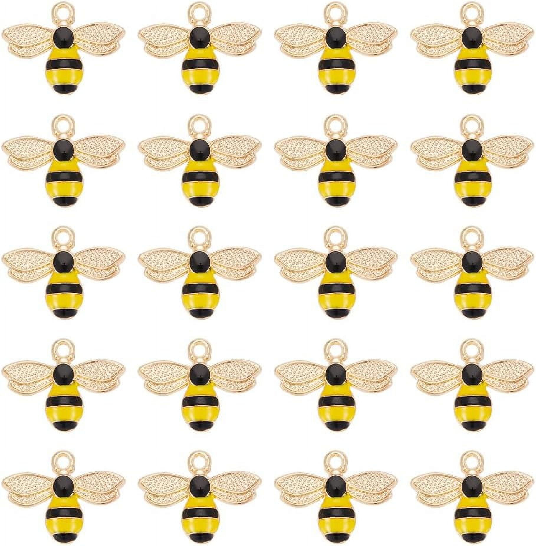 40 Pcs Enamel Bee Charms Alloy Honeybee Charms Metal Cute Insect ...