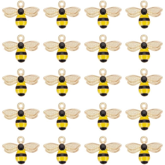 40 Pcs Enamel Bee Charms Alloy Honeybee Charms Metal Cute Insect ...