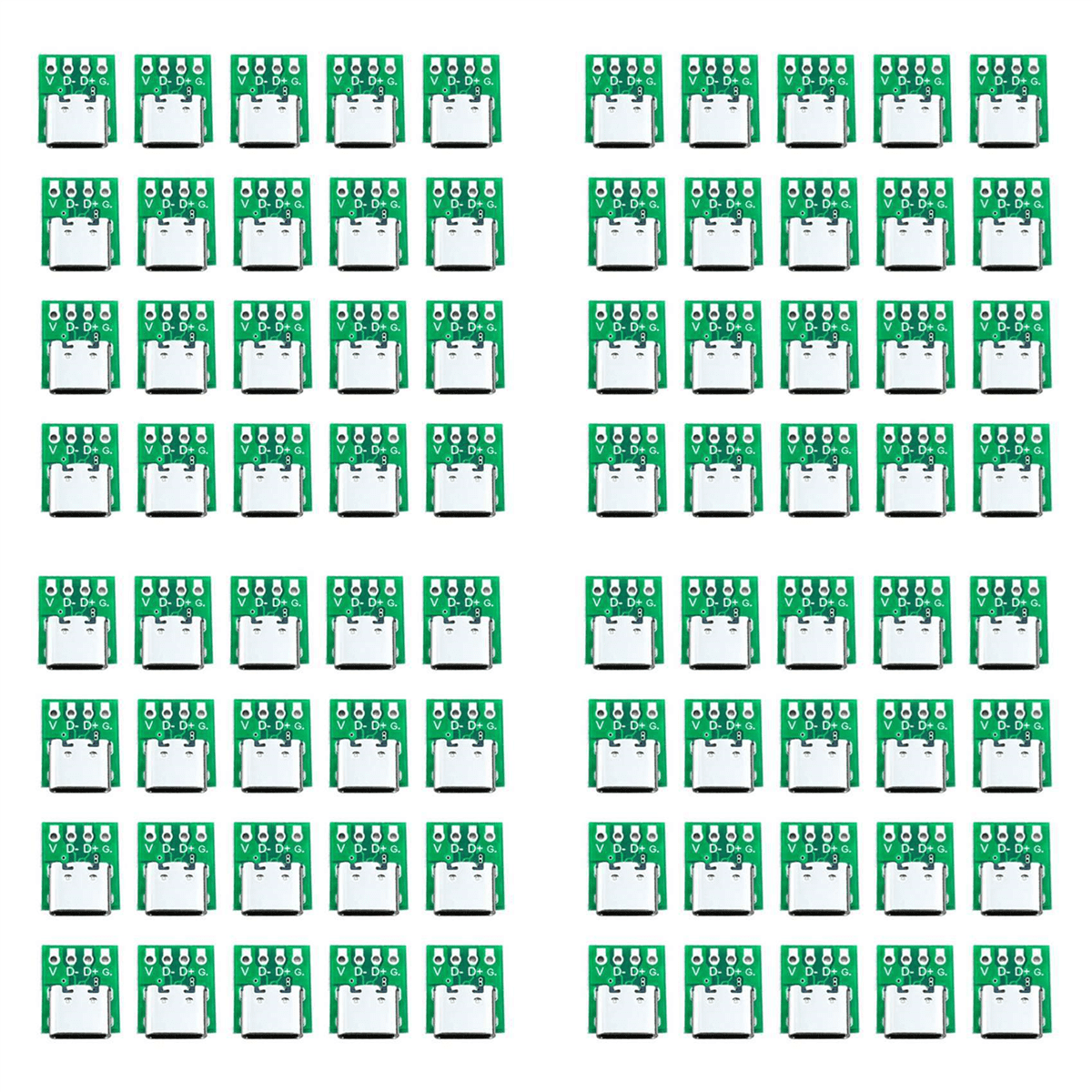 40 Pcs Female Connector USB Type C Breakout Board with PCB Converter ...